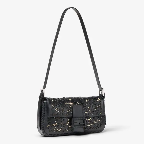 Fendi Baguette® 26424 Black Carved Leather Bag